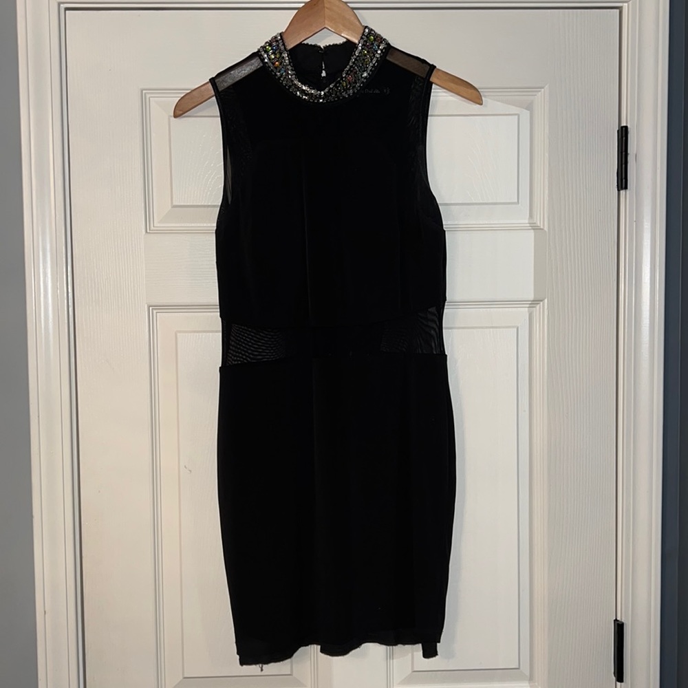 Bedazzled, Jeweled High Neck Body Con See Through She… - Gem